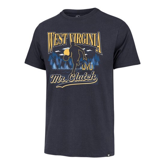 47 Brand WVU Jerry West Mr. Clutch Navy Franklin Tee