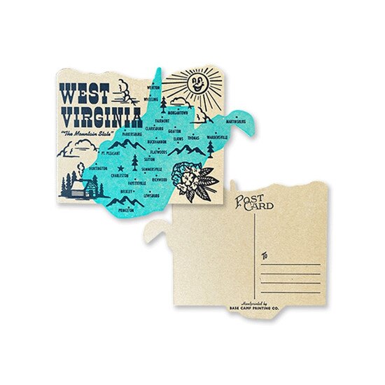 Die Cut West Virginia Postcard