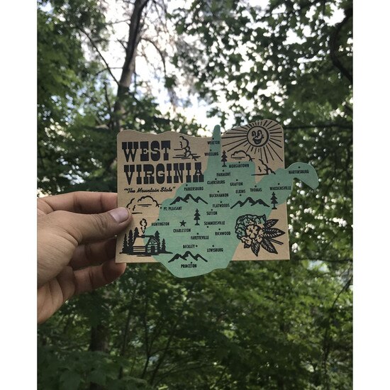 Die Cut West Virginia Postcard