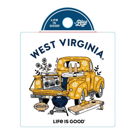 WVU Life Is Good Flower Tailgate Sticker