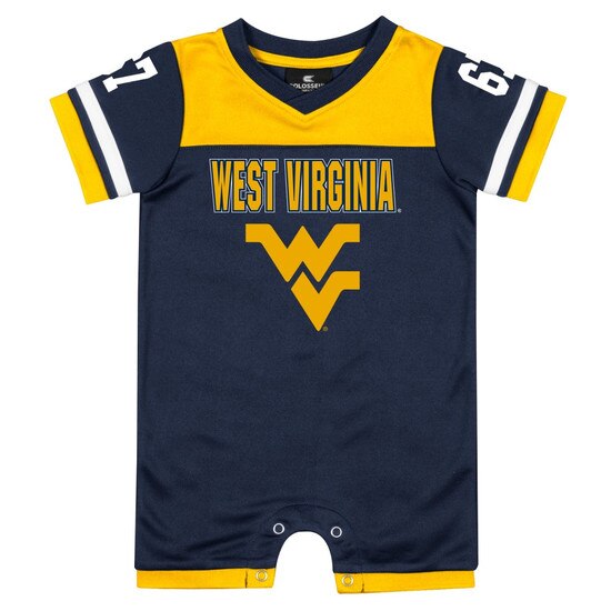 WVU Logo Infant Contrast Yoke Poly Romper