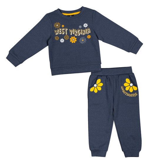 WVU Toddler Girls Flower Power Fleece Set