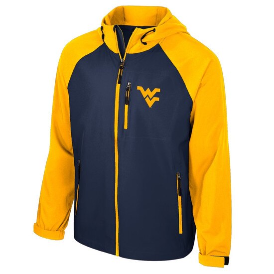 WVU Navy and Gold Color Blocked Full Zip Jacket