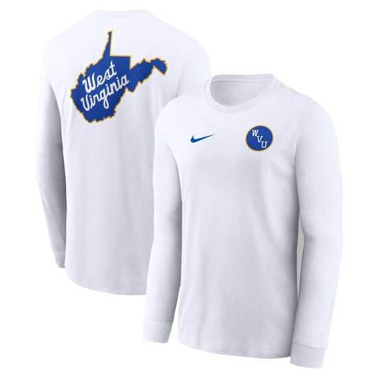 Nike WVU Basketball Vintage Logos Jerry West Weekend White Long Sleeve Tee