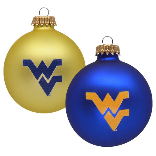 WVU Logo Gold and Blue Ornament Set